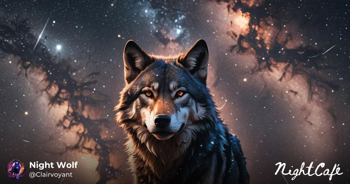 Gazing wolf - Wolf Constellation in Night Sky: Detailed Matt...
