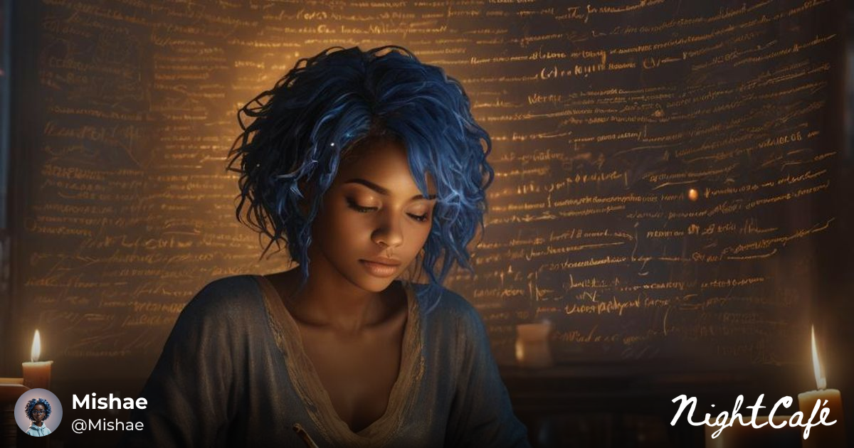 Just Creativity, No Distractions - Woman Writing by Candleli...