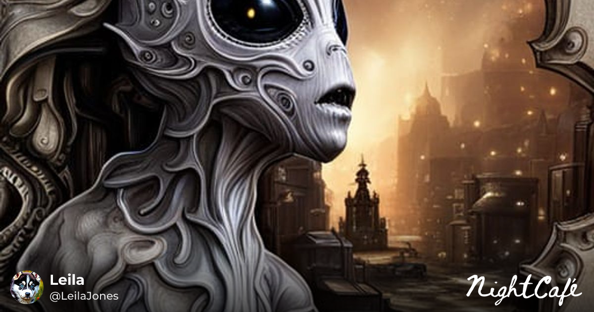 Detailed Alien with Giant Black Eyes - AI Art