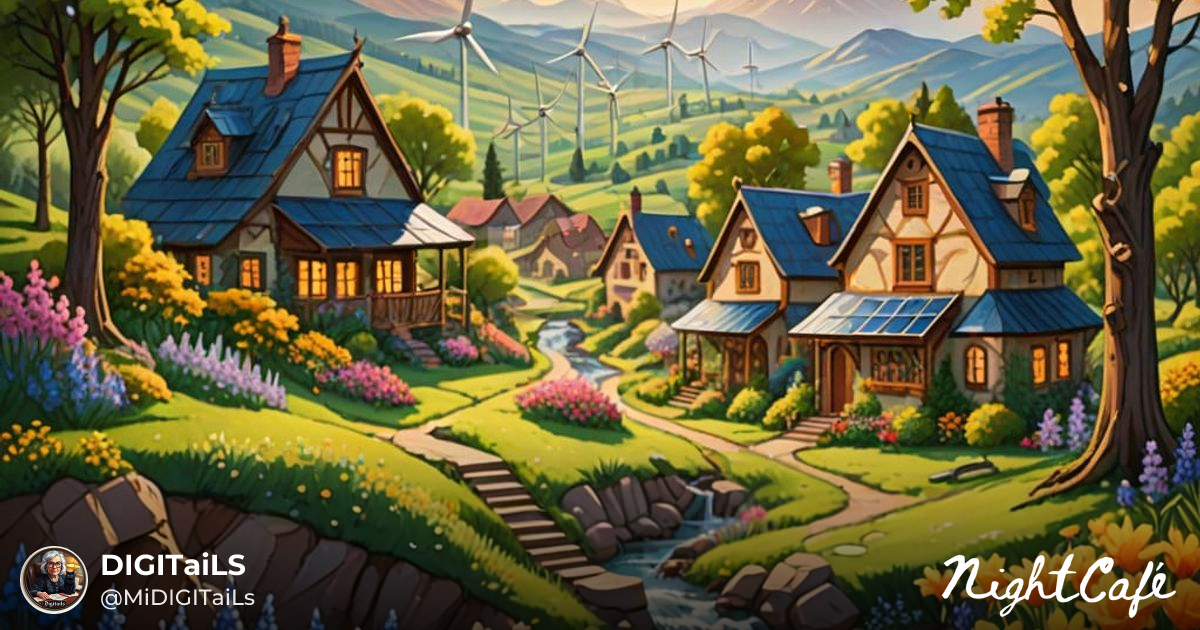 Solarpunk Village Spring Landscape - Solarpunk Village Sprin...