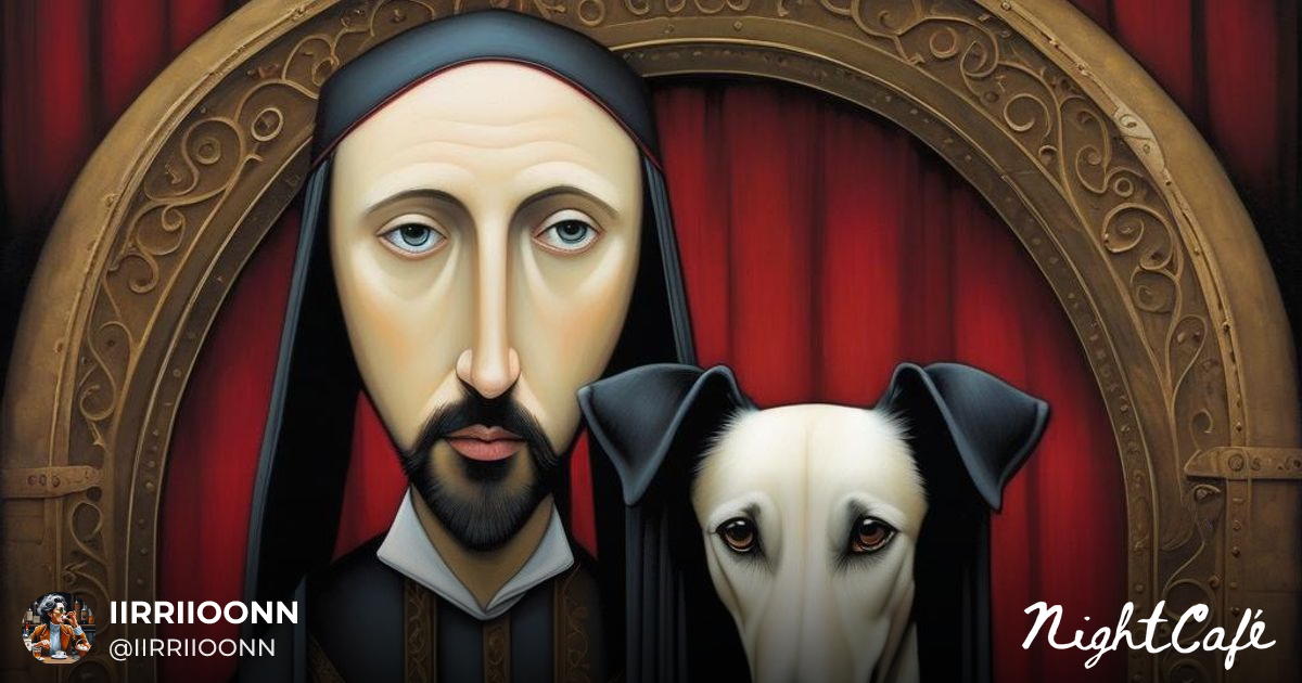 Ominous Gothic Arnolfini Portrait with Dog - AI Art