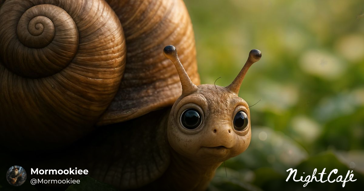 First Slime Smile - Adorable Snail Toddler Emerges on Dewy M...
