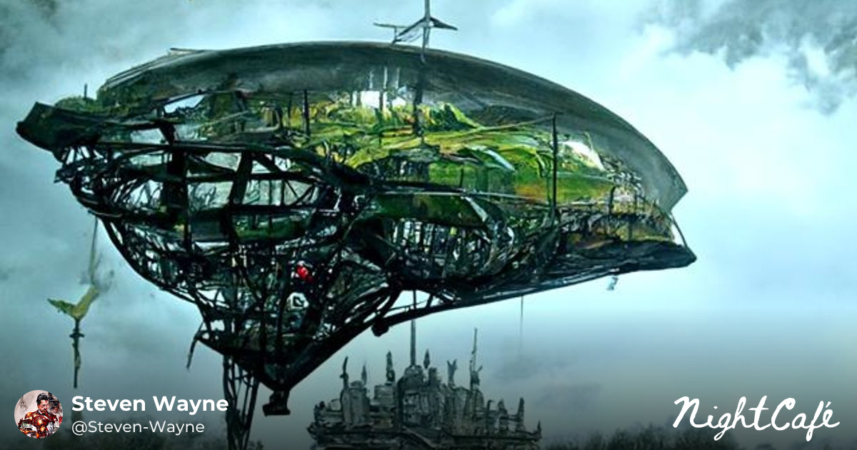Biomechanical Solarpunk Ship and the Land Above