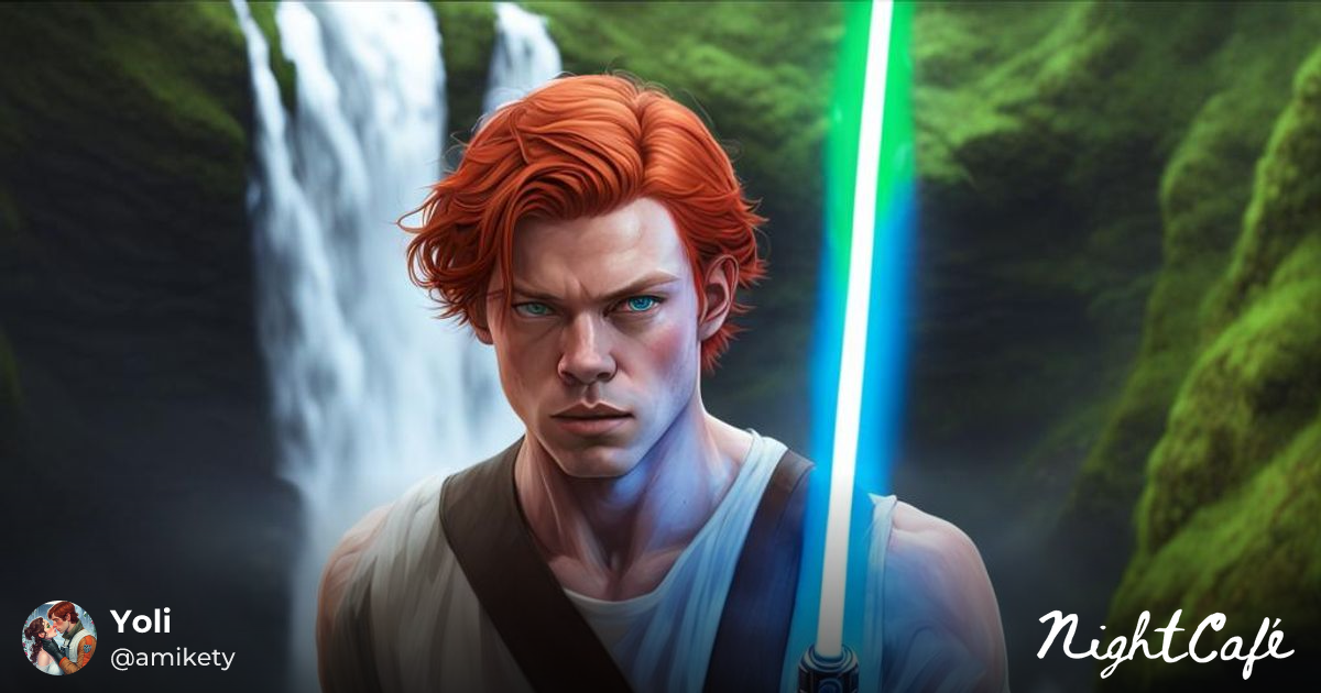 Redhead Man with Lightsaber: Anime-Inspired 3D Art - AI Art
