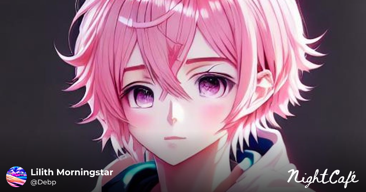 Cute Anime Boy with Pink Hair in Pastel Colors - AI Art