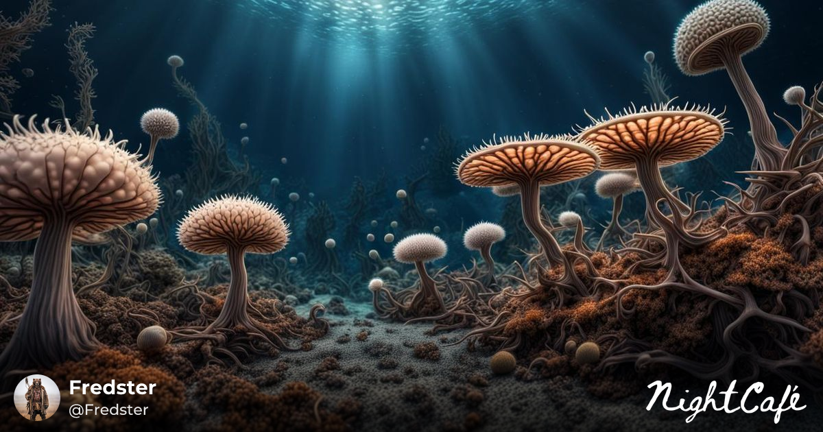 Underwater Spore Colony: Hyperrealistic Fantasy Sc... - AI Art