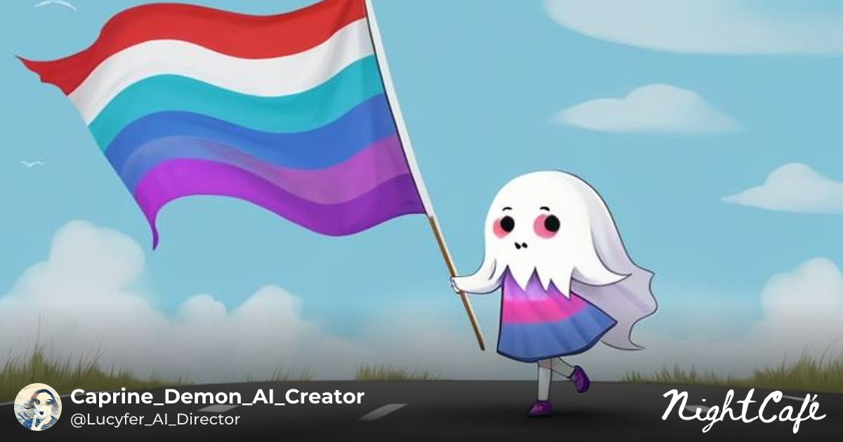 Ghostgender Flag? - Cartoon Ghost with Trans Pride Flag