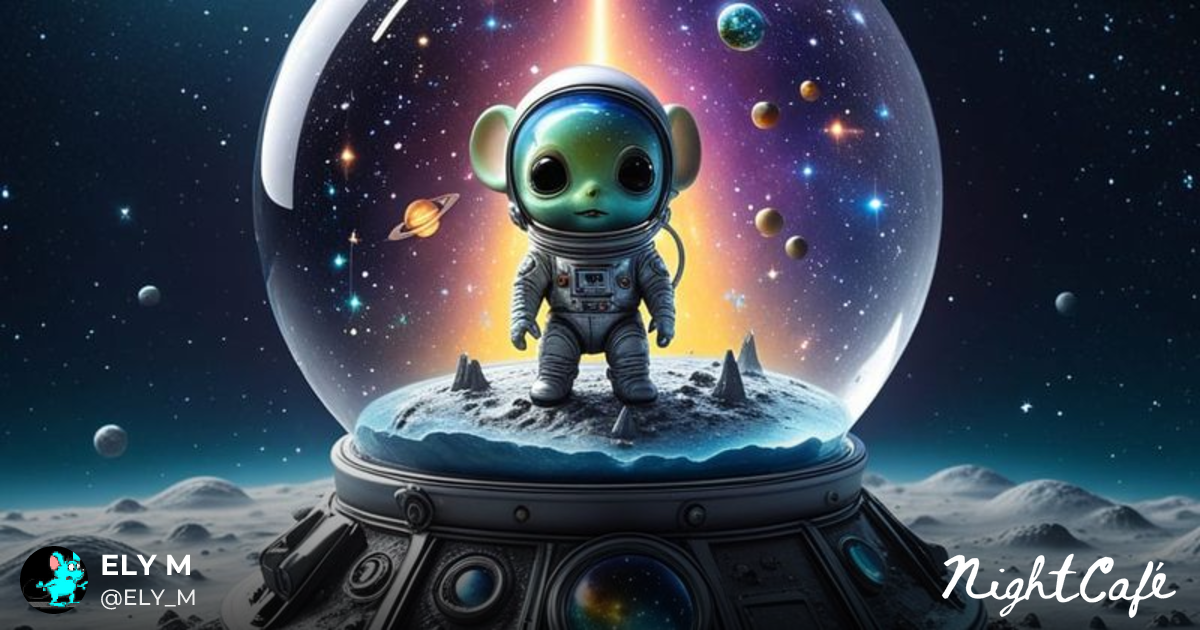 Chibi Mouse in Alien Spaceship on Moon, Hyperreali... - AI Art