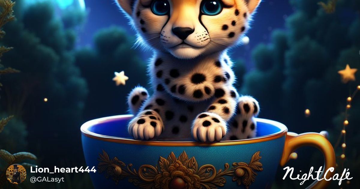 Baby cheetah - Rainbow Spotted Cheetah Cub in Teacup