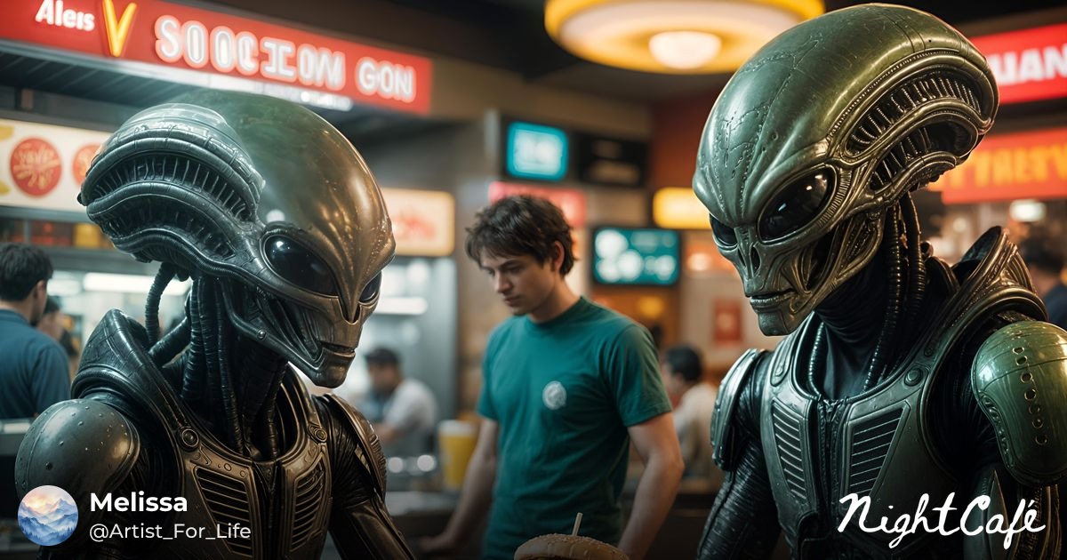 Aliens at a Fast Food Restaurant - Aliens at a Fast Food Res...