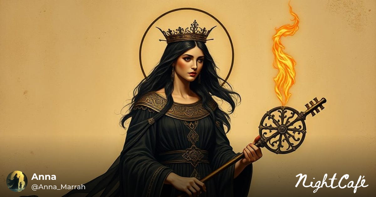 Hekate with Burning Key in Classic Greek Style - AI Art