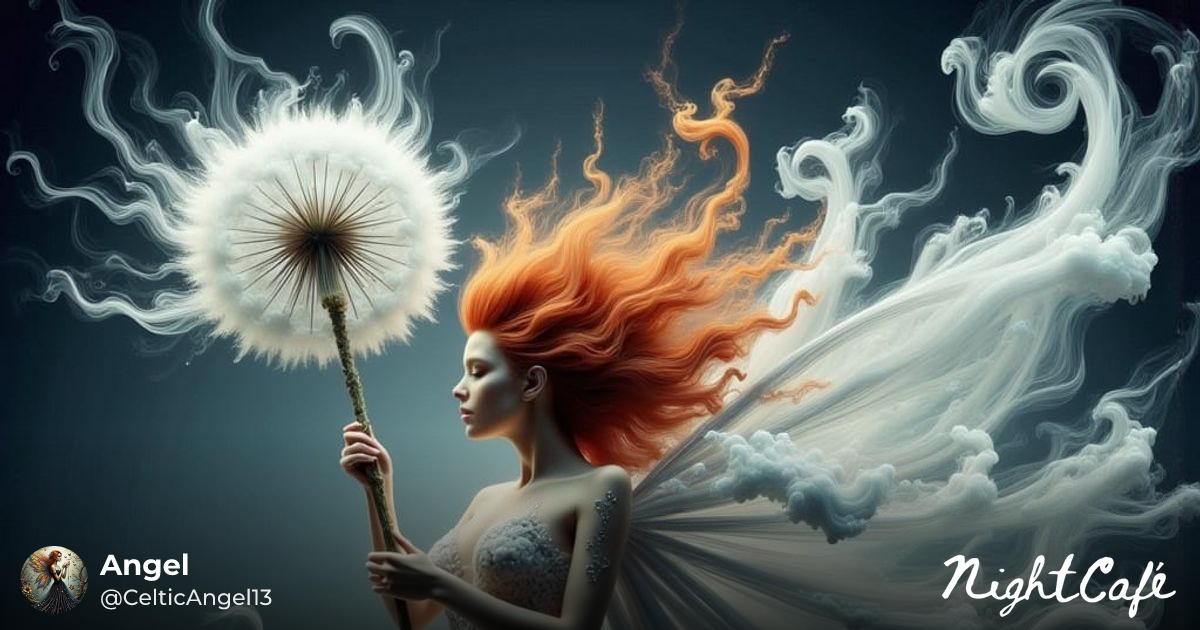 Smoke fairy - Ethereal Smoke Fairy Adorns Majestic Dandelion