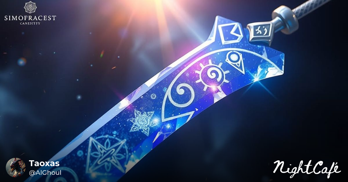 Hyper-Realistic Sapphire Crystal Scimitar with Mag... - AI Art