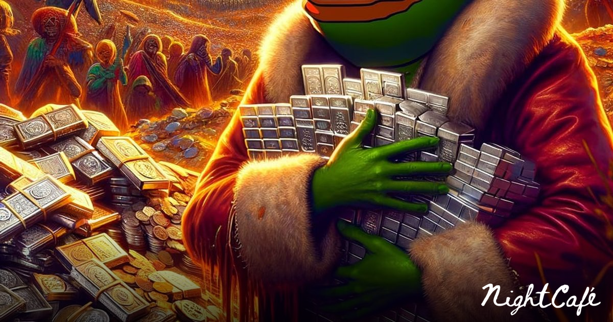 Smug Cartoon Frog Hiding Silver Bars: Apocalyptic ... - AI Art