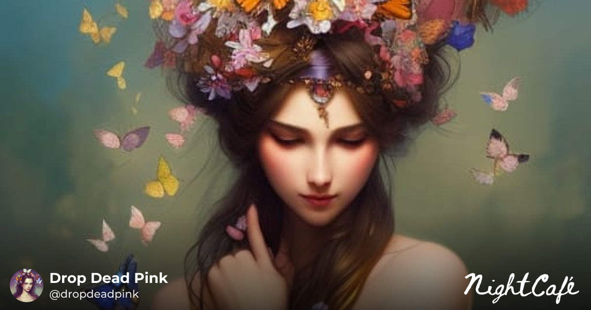 Ophelia - Fantasy Princess Portrait with Butterflies and Flo...