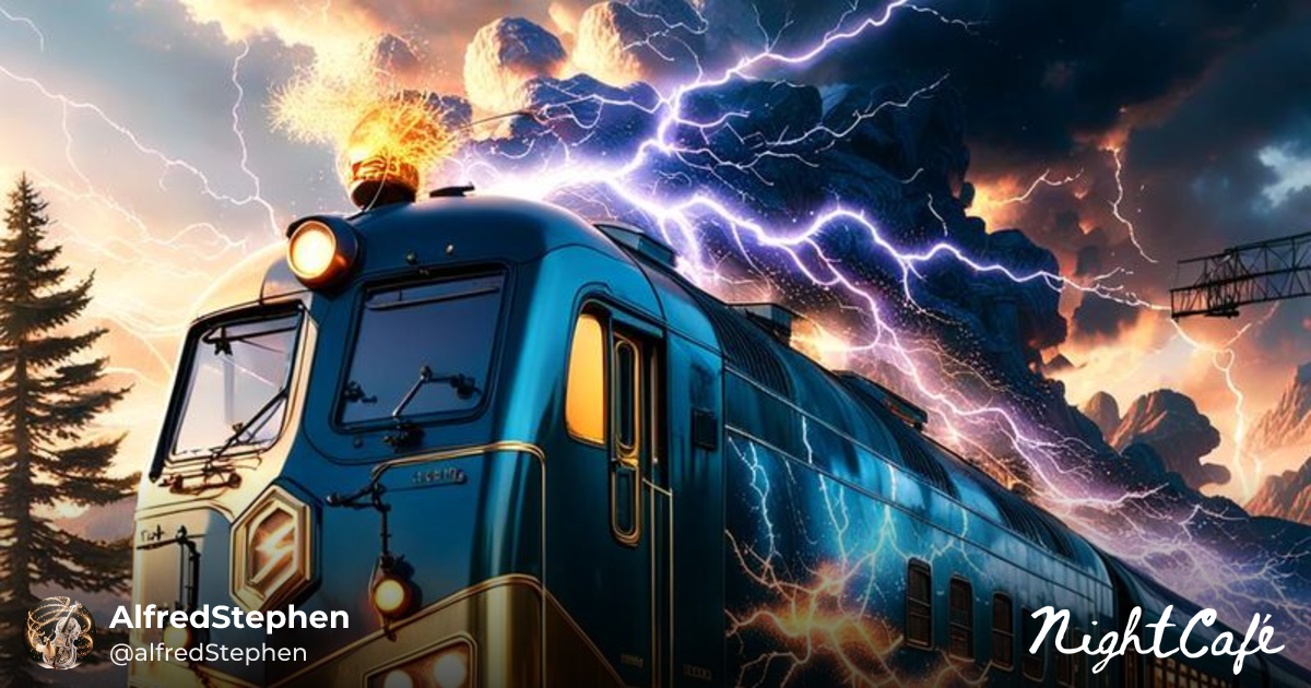 Lightning train in golden hour - Golden Hour Lightning Train...