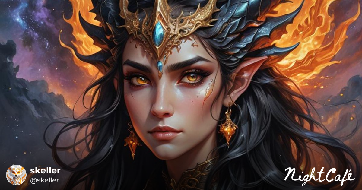 elf portrait - Dragon Fire Elf Portrait in Dark Fantasy Styl...