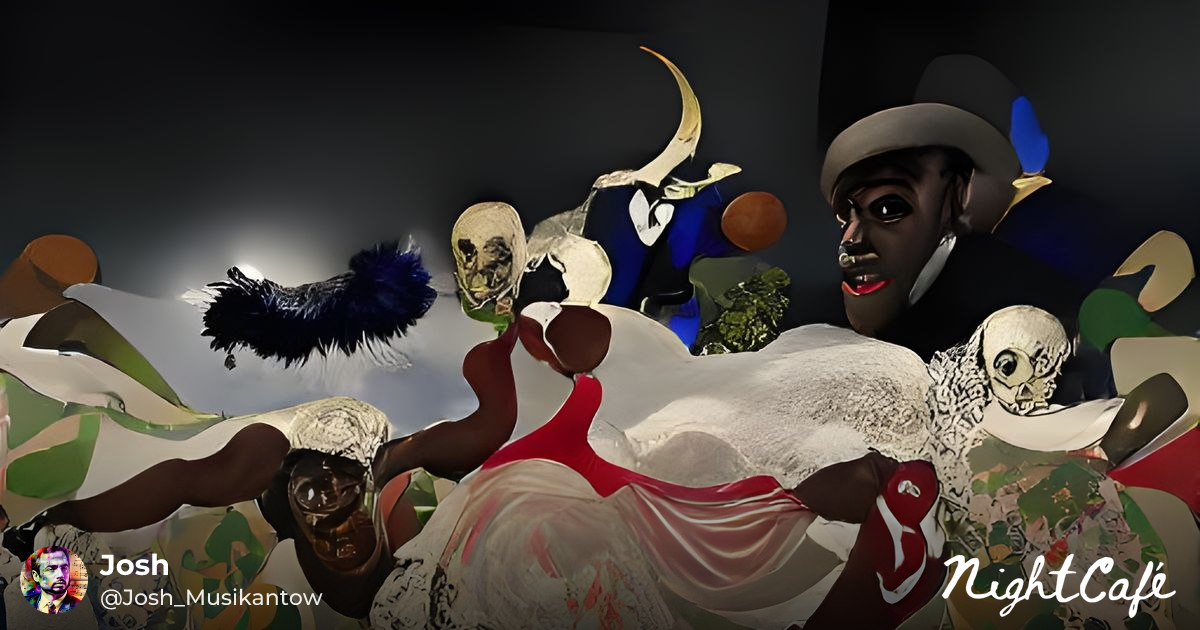 Macabre Masquerade Ball in Chiaroscuro Lighting - AI Art