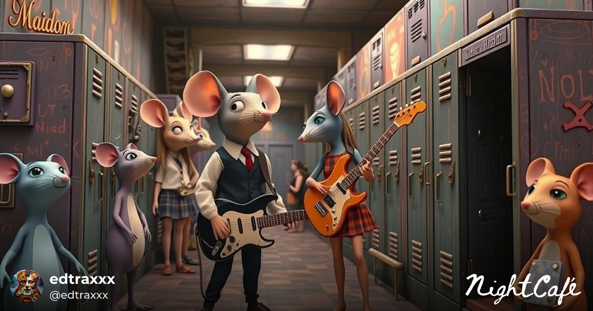 Shy male mouse in vibrant, textured, claymation world, clutching ...