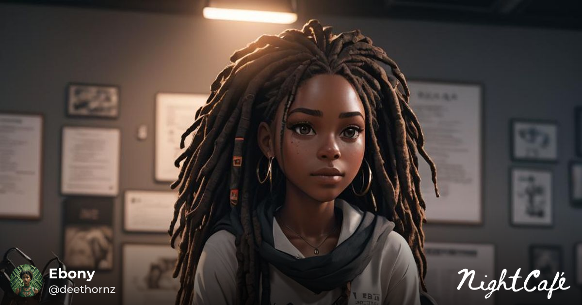 Animated Black Girl with Locs in Anime Style - AI Art