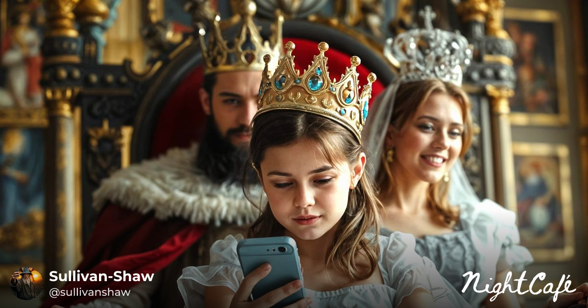 Relaxed Princess in Throne, Nonchalant Crown, Mobi... - AI Art