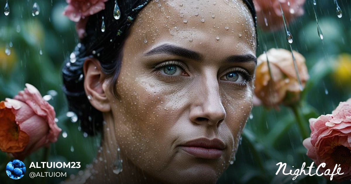 Flower woman - Anthropomorphic Flower Woman Portrait in Boke...