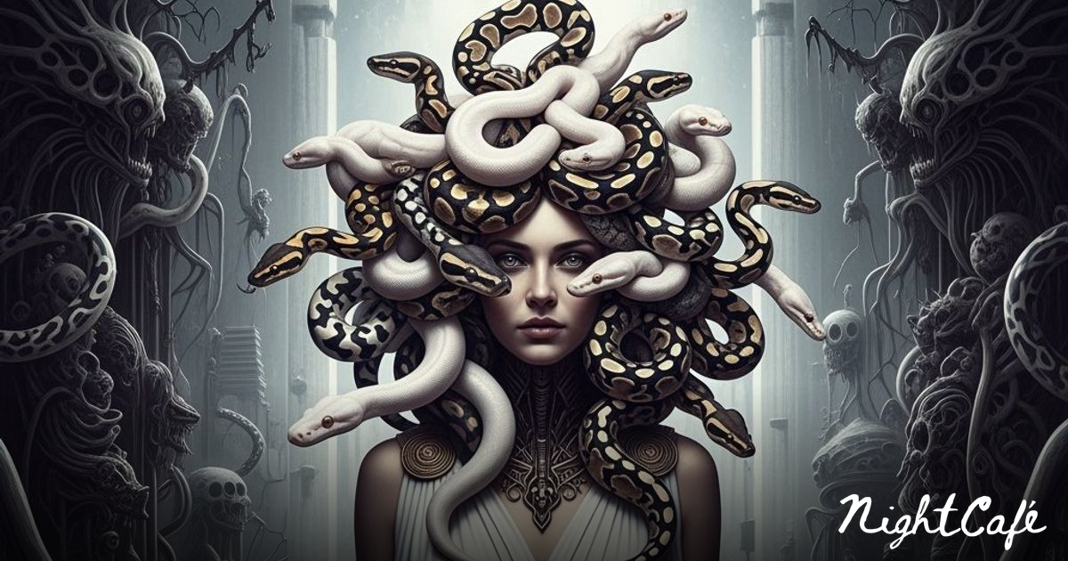 Medusa reimagined - Medusa with Python Halo in Dark Fantasy ...