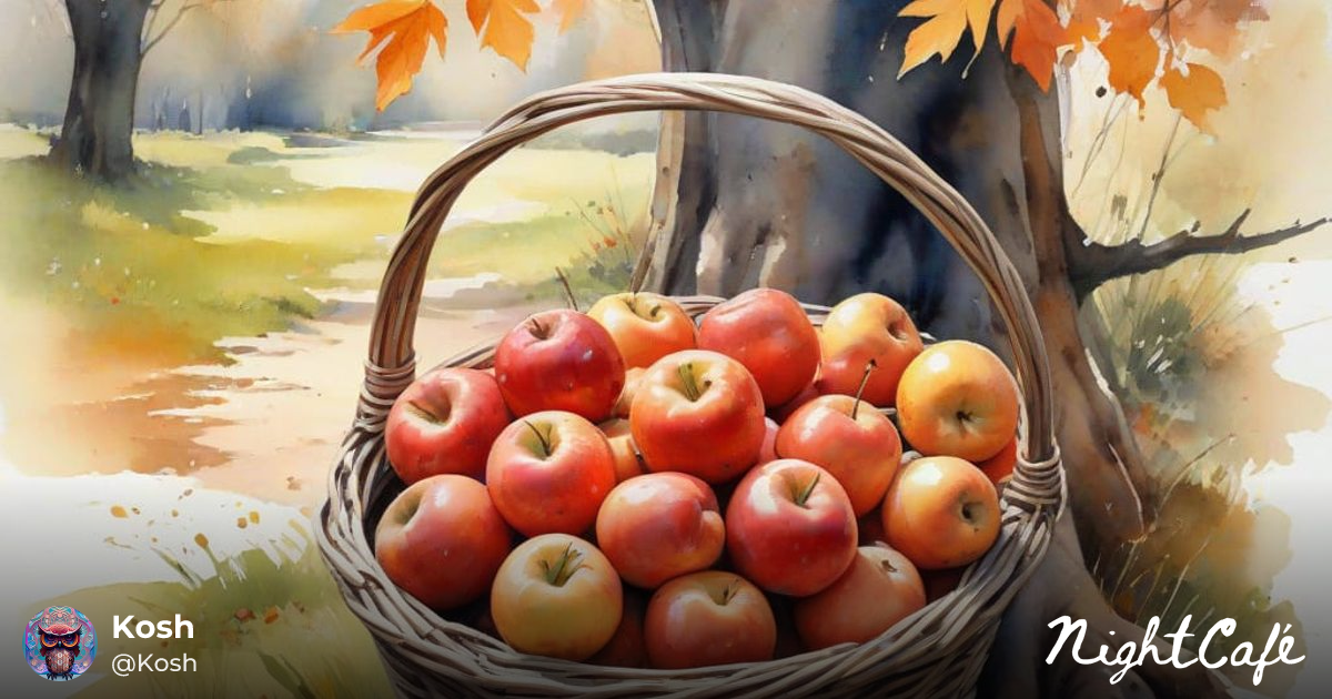 Ancient Apple Trees in Vibrant Fall Colors with Ruby Apples