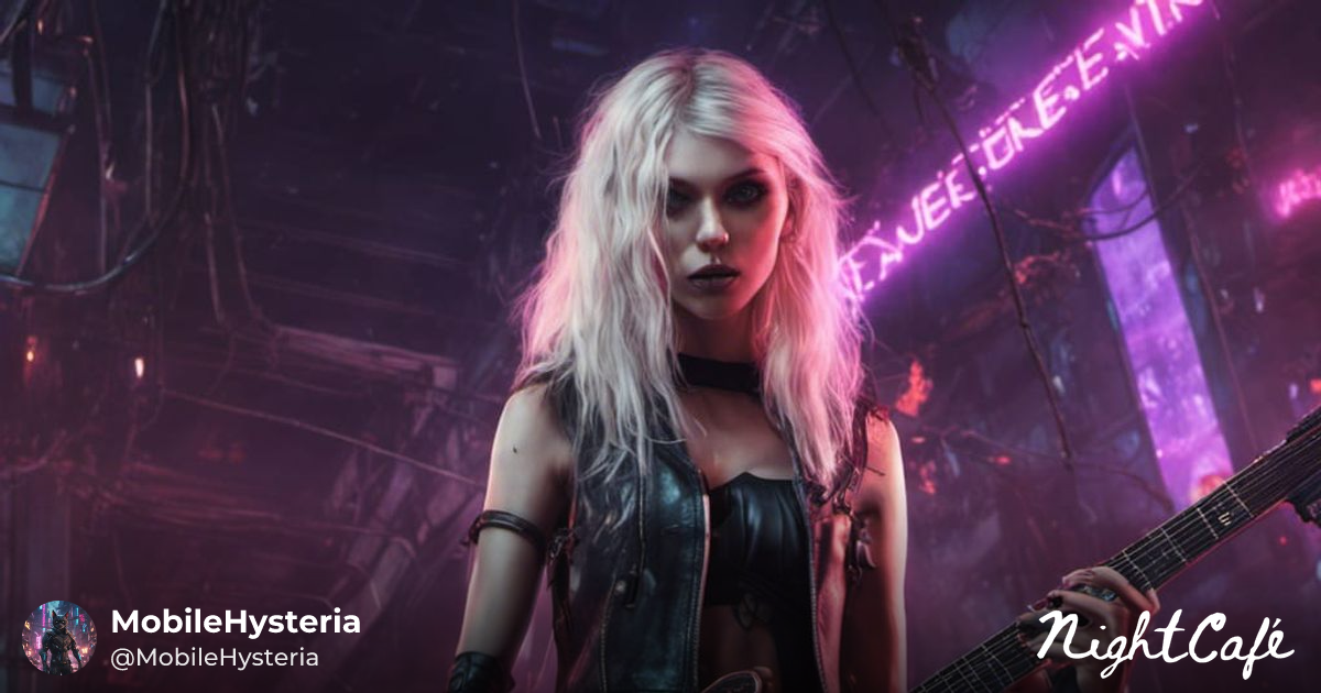 Cyberpunk Rocker with Electric Guitar - AI Art