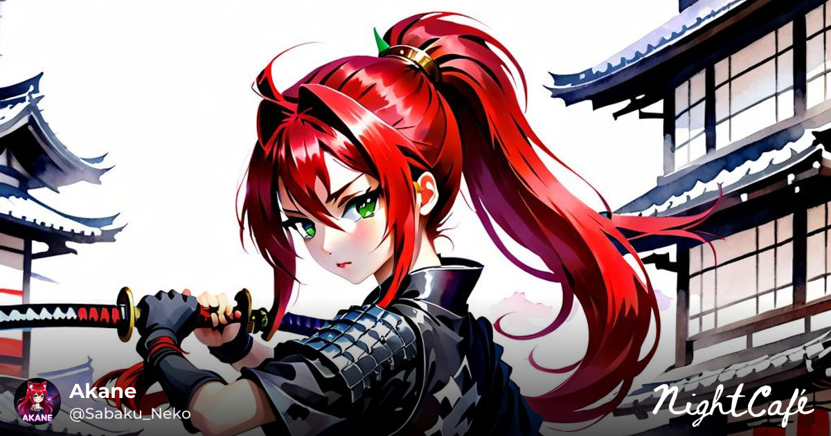 真紅の女戦士あかねが町を救う。 - Red-Haired Samurai Spins Katana in Waterco...