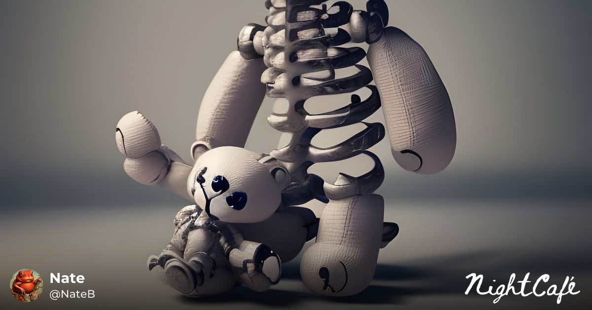 Teddy Bear - Chibi Skeletal Teddy Bear: Hyperrealistic 3D A...