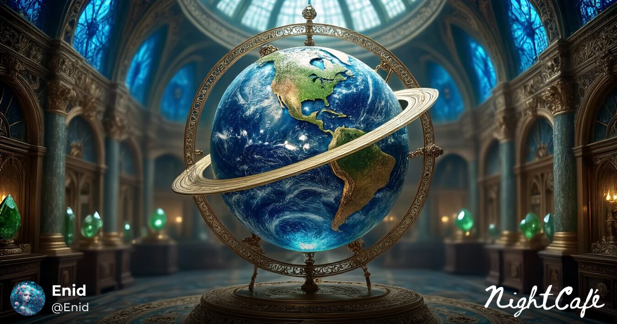 Ornate Orrery of Planet Earth in Arcane Hall - AI Art