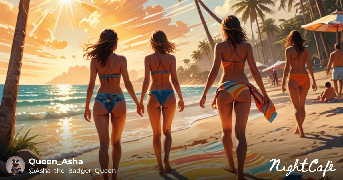 Beach Day in Vibrant Comic Book Style - AI Art