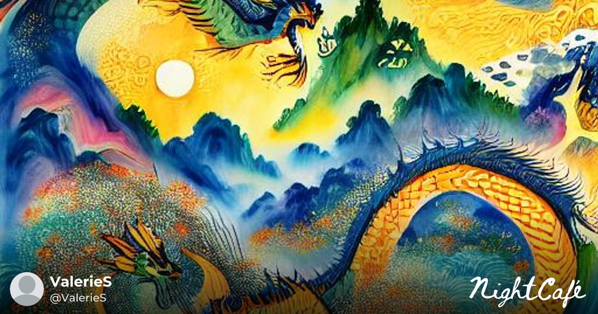 Dragons and Fairies in Cubist Acrylic Sgraffito St... - AI Art