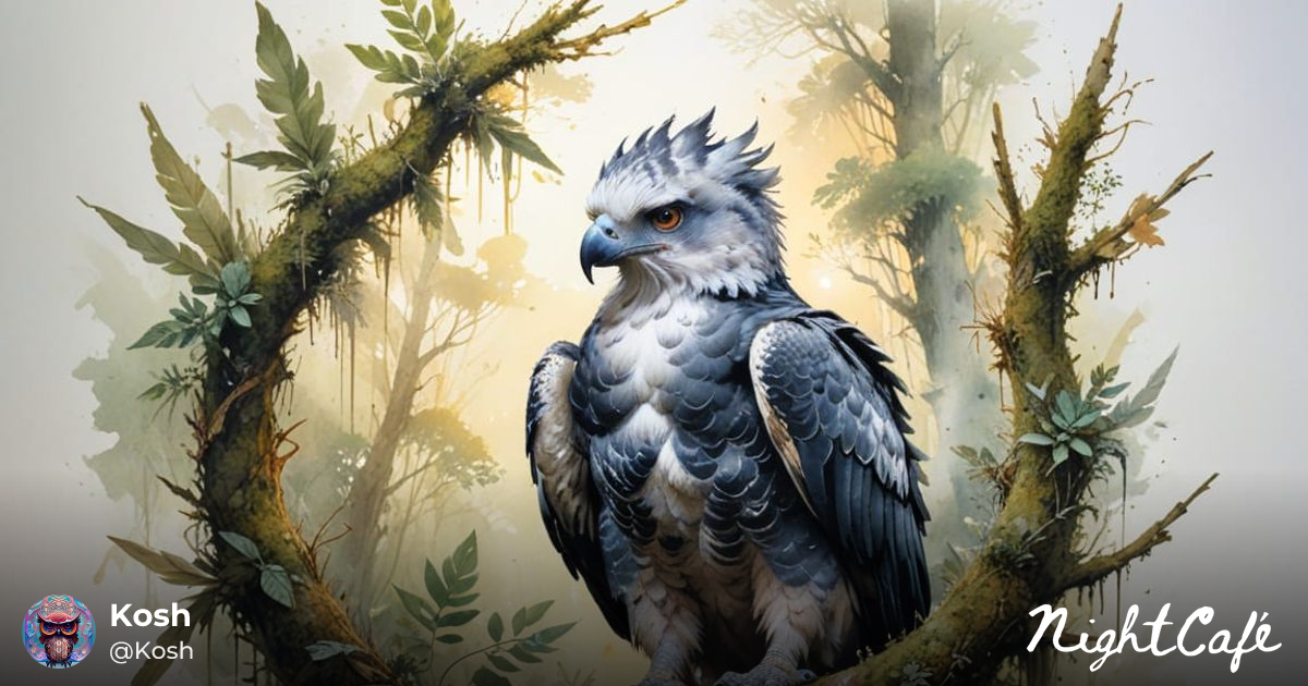 Harpy Eagle in Golden Hour Amazon Canopy - AI Art