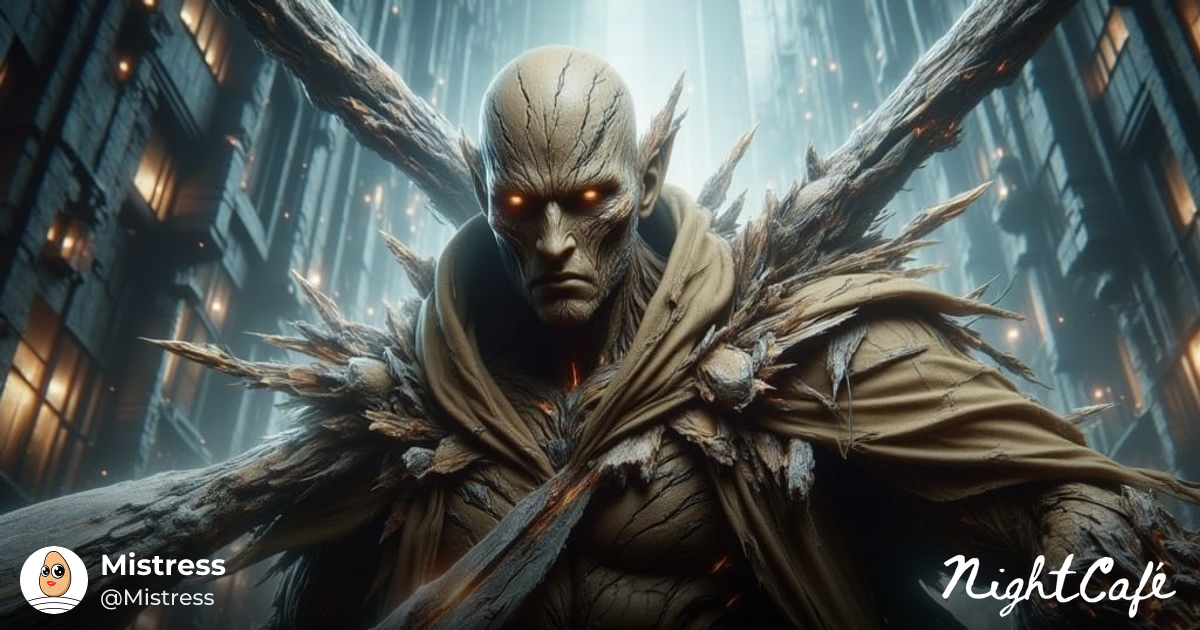 Gritty Fantasy Scarecrow Warrior with High-Tech Axe