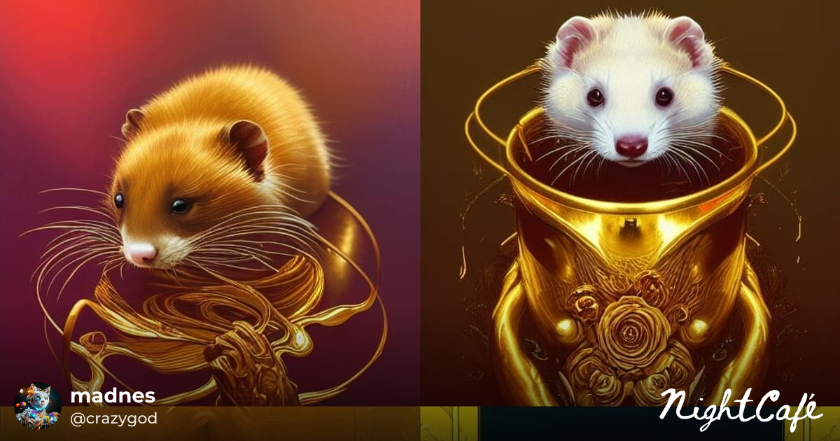 Ferret of Liquid Gold and Blood: Digital Art - AI Art