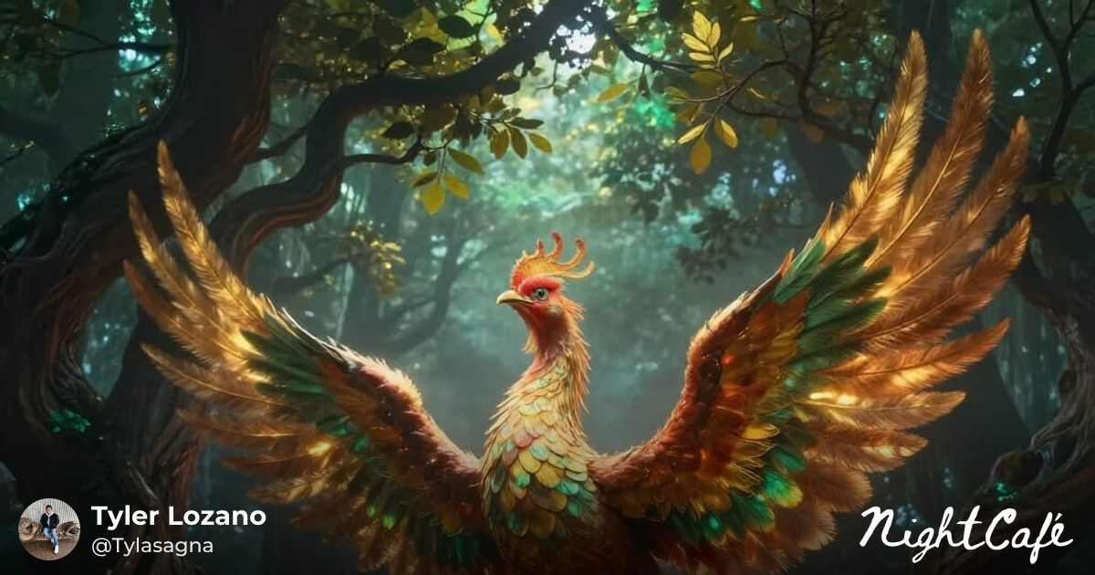 Majestic Phoenix Rises from Embers in Mystical For... - AI Art