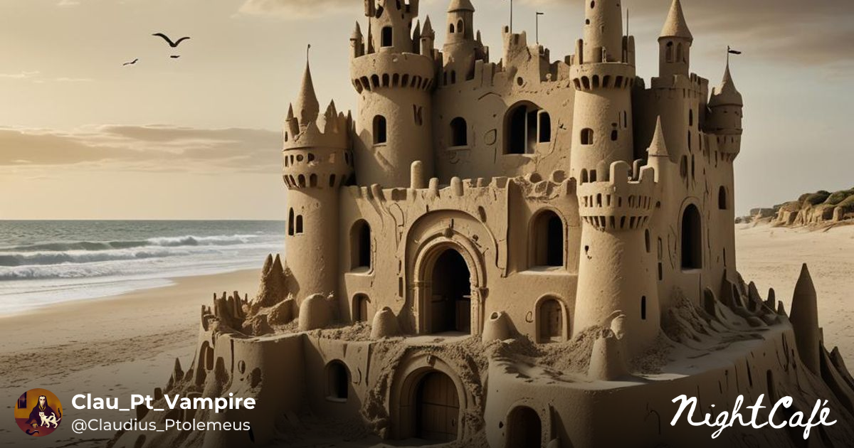 Surreal Sand Castle at Sunset as Digital Art - AI Art