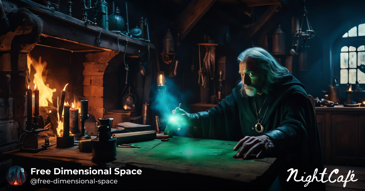 Hyperrealistic Warlock at Alchemy Workbench by Fir... - AI Art