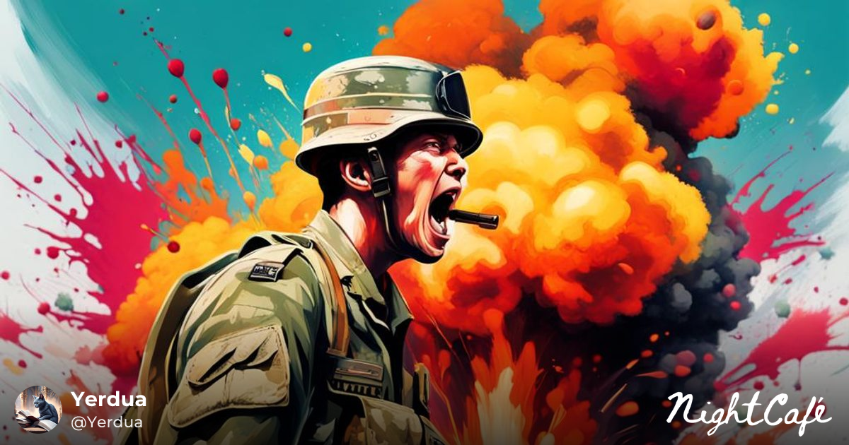 In honor of WWI - Determined Soldier Commands Amidst Explosi...