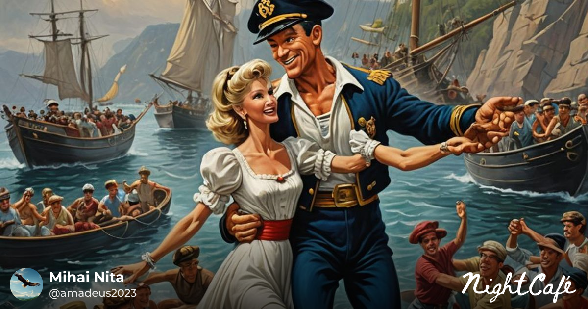 Popeye and Olivia Dancing: Oil Painting by Gurney - AI Art