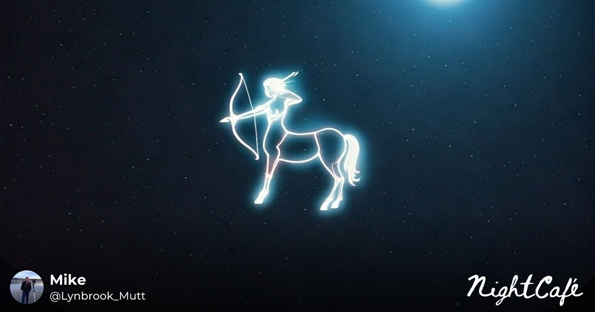 a glowing centaur constellation in the stars holding a large bow and ...