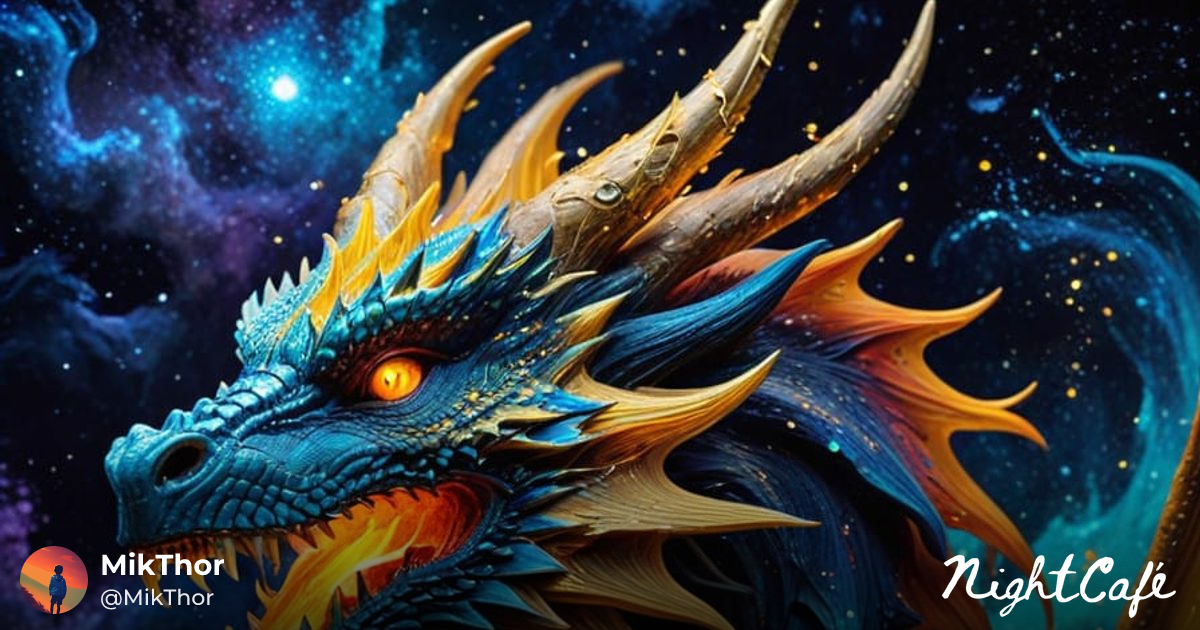 Star-Touched Dragonlord - Dragon Illuminated in Starry Night...