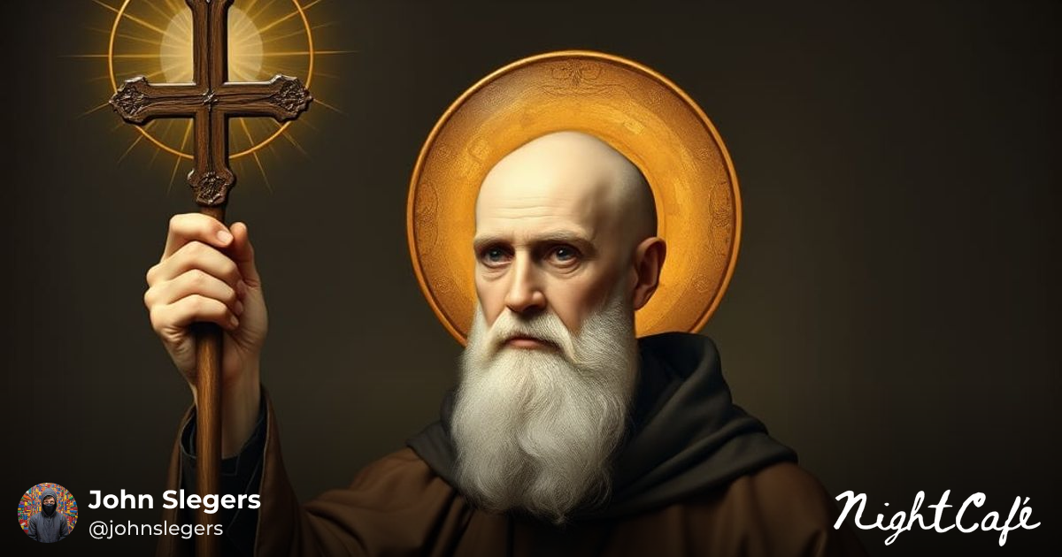 St. Benedict Portrait in the Style of Caravaggio - AI Art