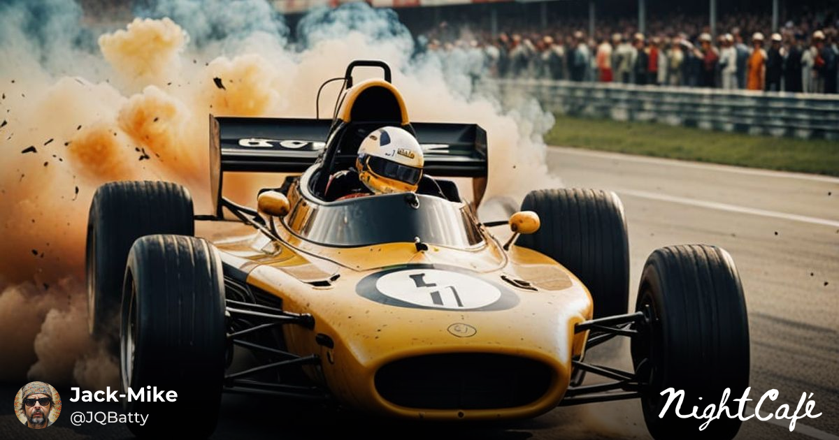 Retro Formula 1 Crash in Vintage Distressed Photo ... - AI Art