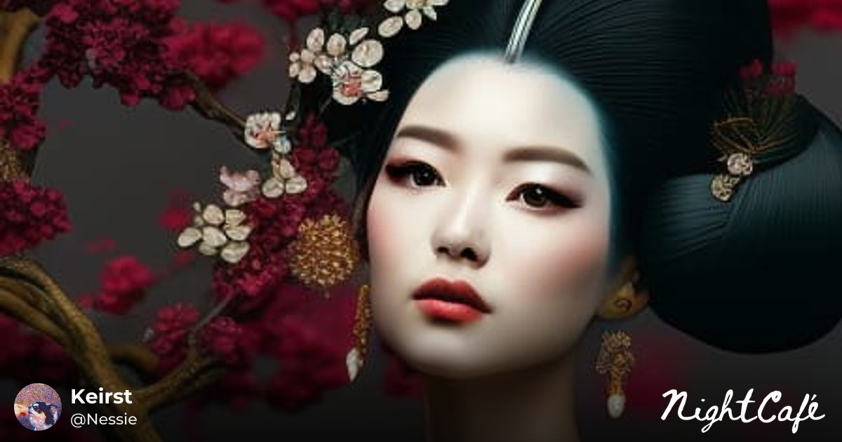 Baichō - Detailed Geisha Portrait in Fantasy Art Style