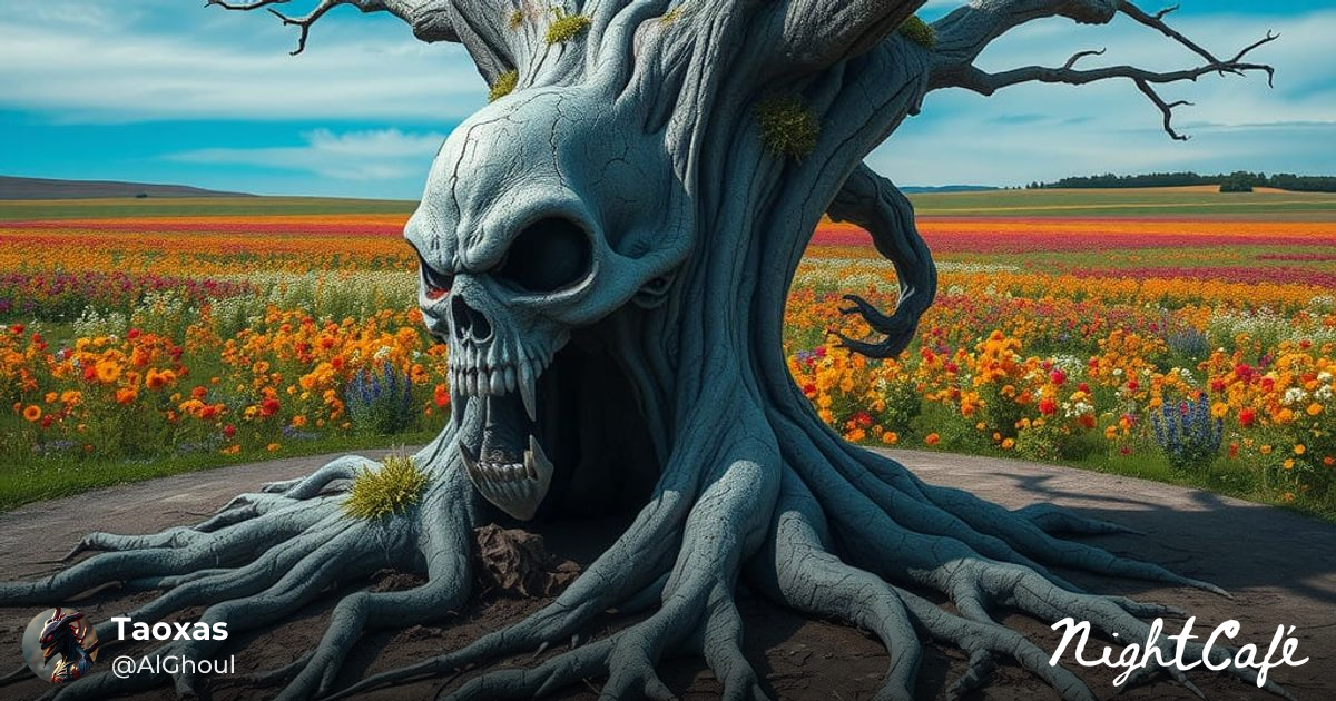 Haunting Tree of Undeath in Twilight - AI Art