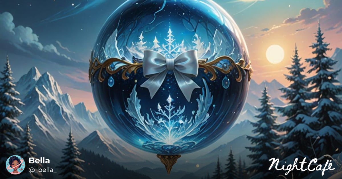 Surreal Christmas Ornament in Deep Blue - AI Art