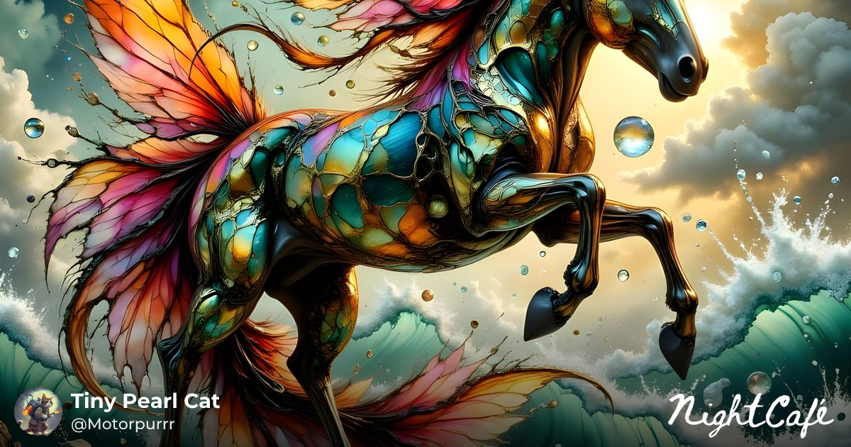 A Kelpie - Mythical Orange Hippocampus in Shattered Glass St...